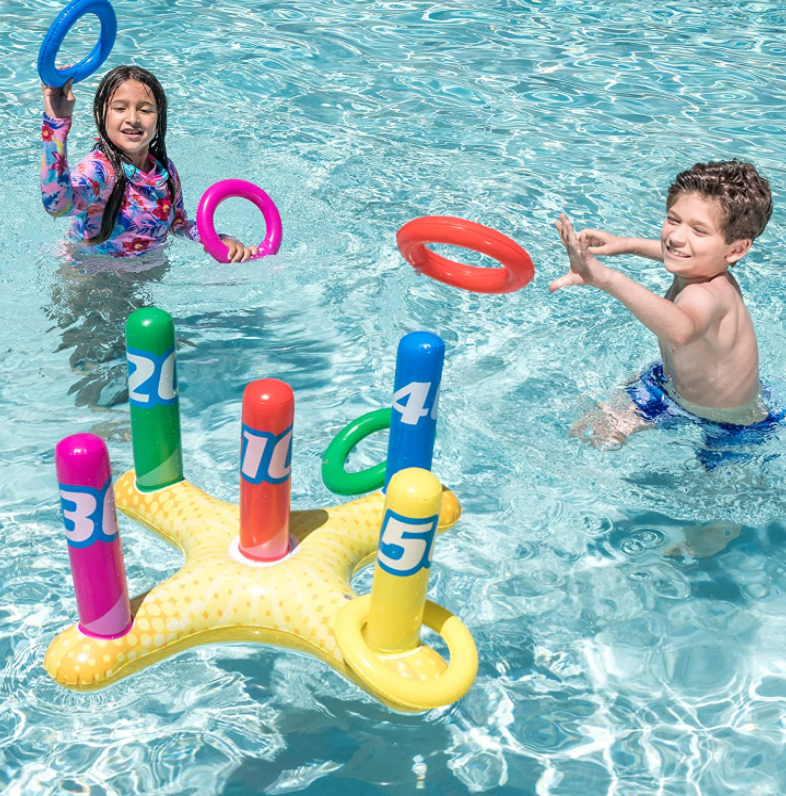 Inflatable Pool Toss Game Combo Set Includes Ring Toss & Corn-Toss Game ...