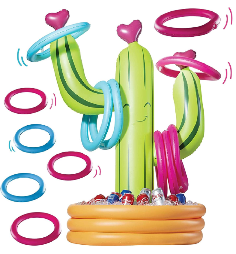 2-in-1 Inflatable Ring Toss & Water Bottle Party Cooler Floating Ring ...