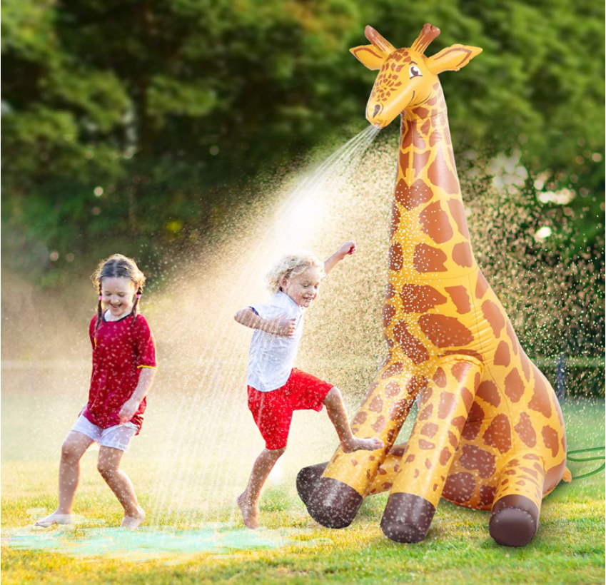 Giant Inflatable Giraffe Party Sprinkler - 7 Feet Tall Yard Sprinkler ...